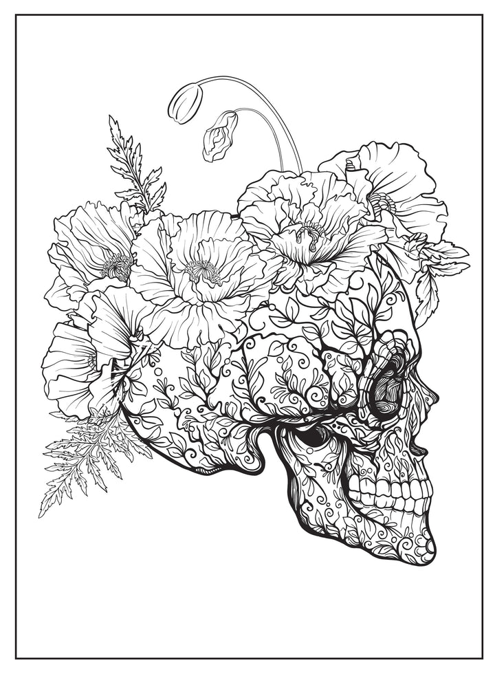 sugar skulls with flowers coloring pages