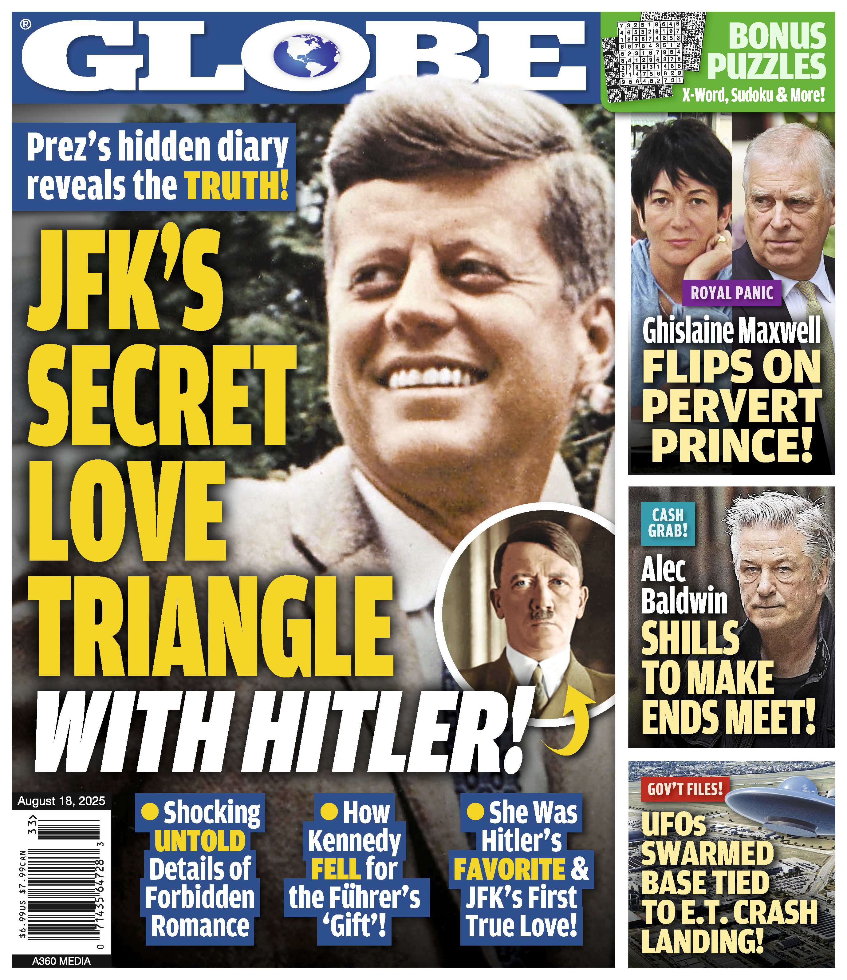 Globe - 08.18.25: JFK’s Secret Love Triangle With Hitler Revealed In H ...