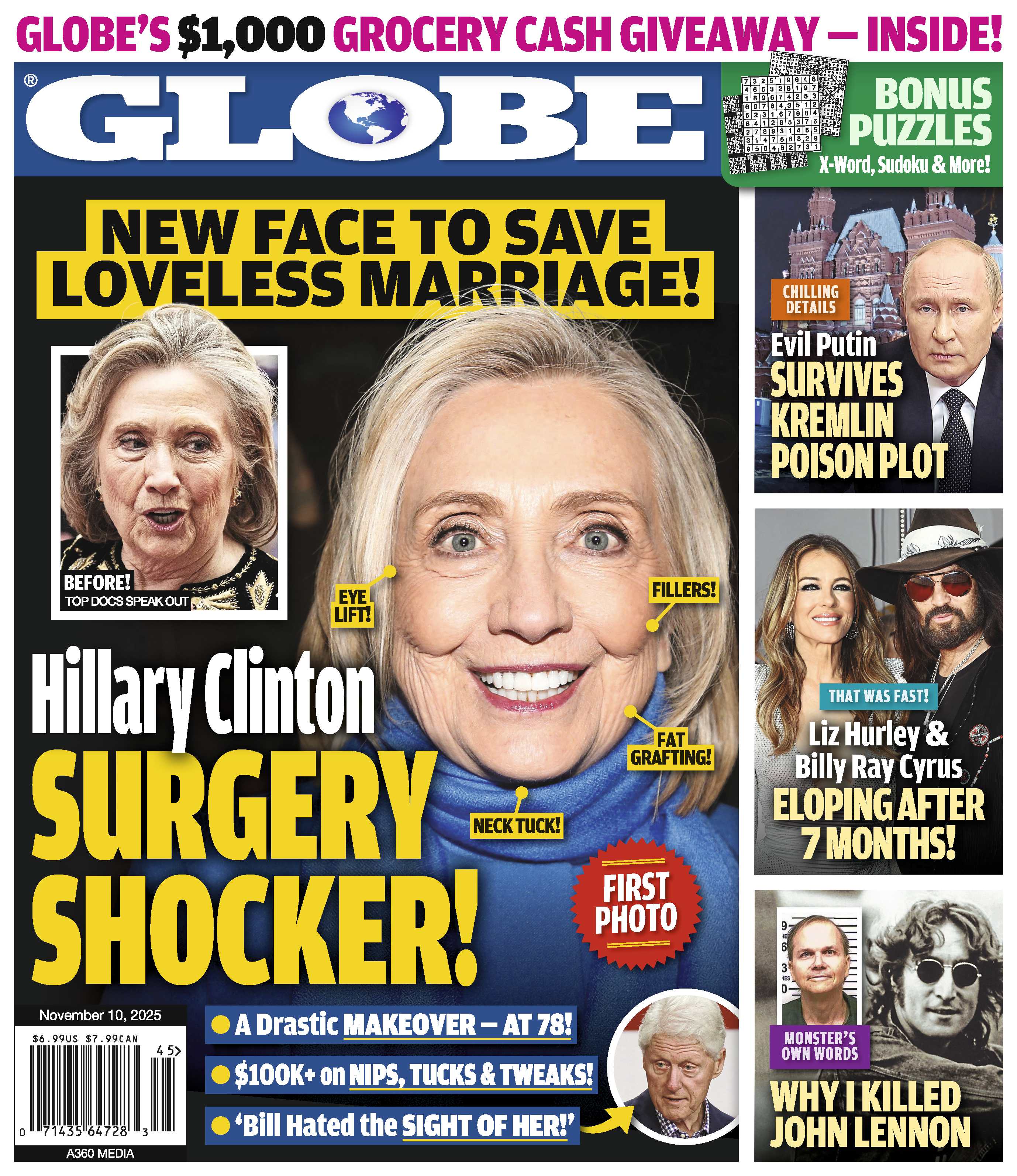 Globe - 11.10.25: Hillary Clinton’s Secret Surgery Amid Image Crisis ...