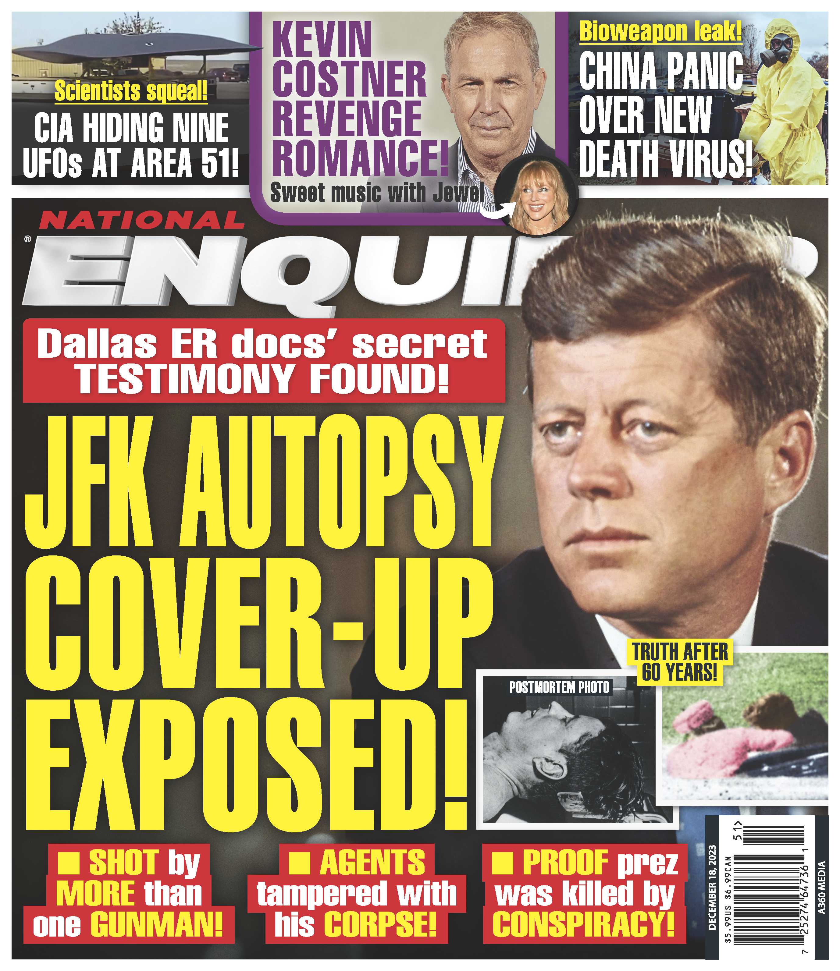 National ENQUIRER - 12.18.23 JFK Autopsy Cover Up Expose – Magazine Shop US